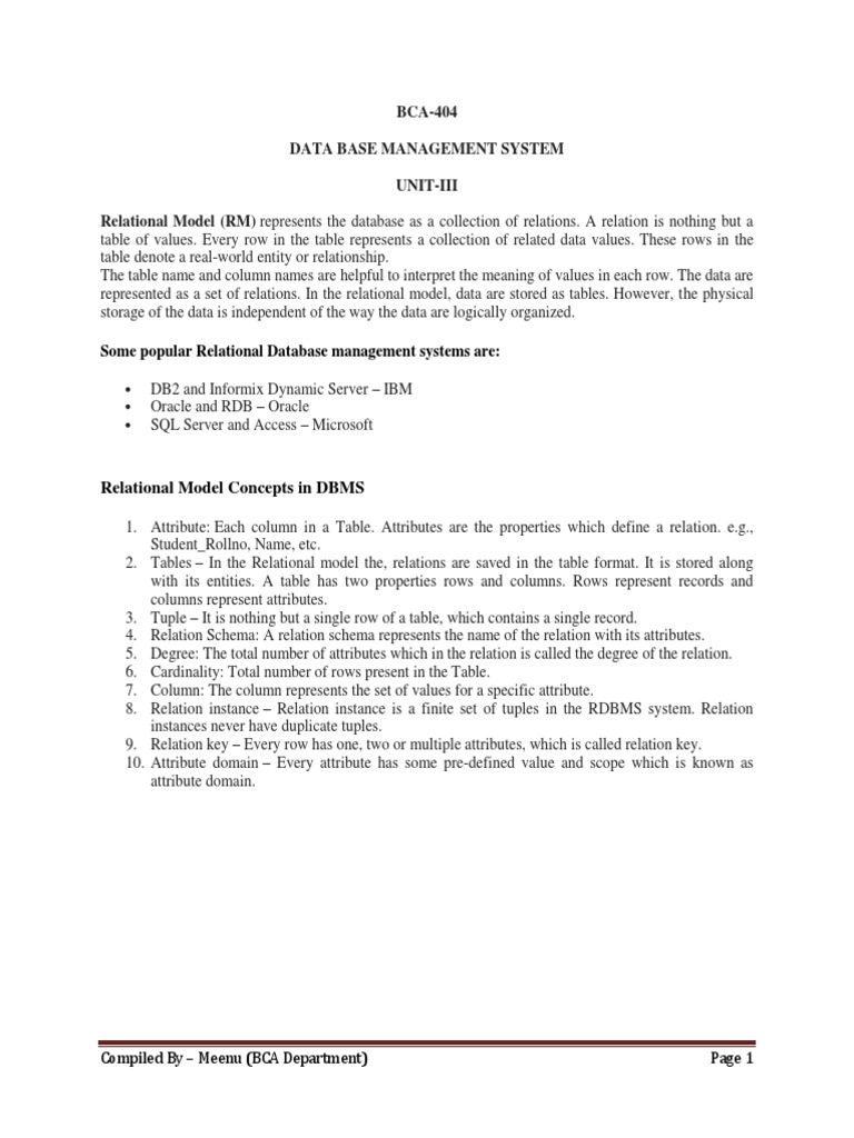 Relational Model Pdf Relational Database Relational Model
