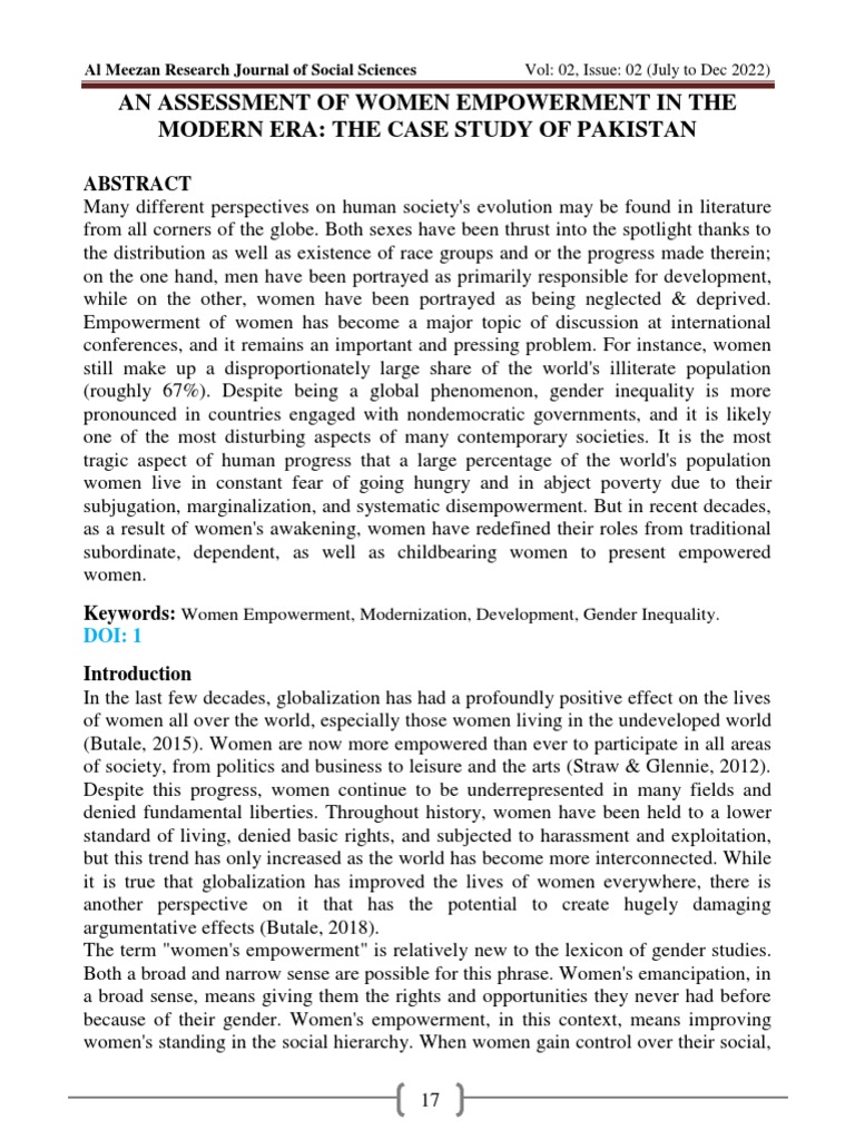 An Assessment of Women Empowerment in The Modern Era: The Case Study of ...