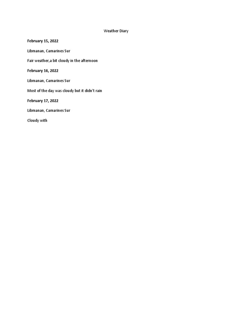Weather Diary | PDF