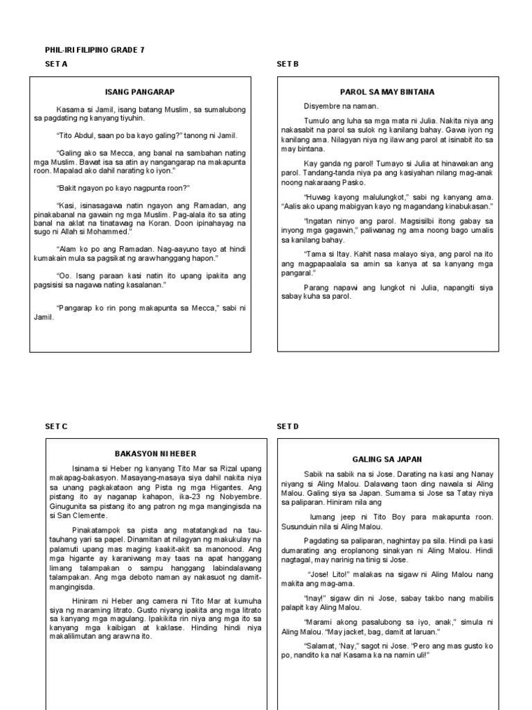 Filipino 7 Pagbasa | PDF