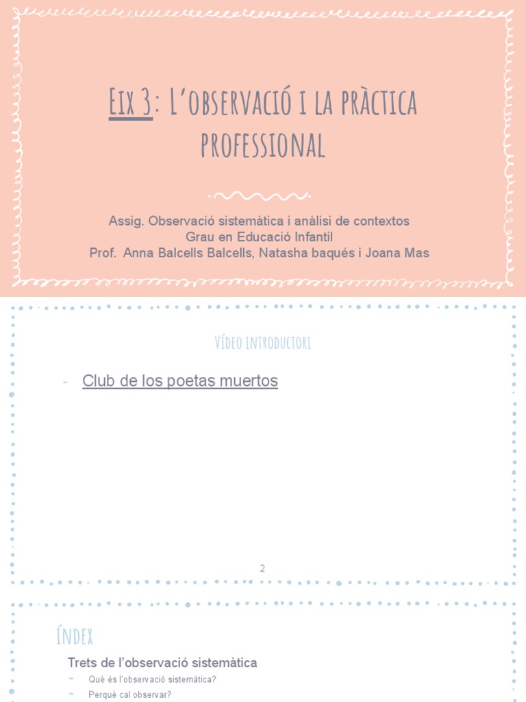Eix 3. OBSERVACIÓ SISTEMÀTICA | PDF