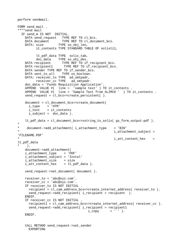 Mail Example For Smartform Attachment | PDF