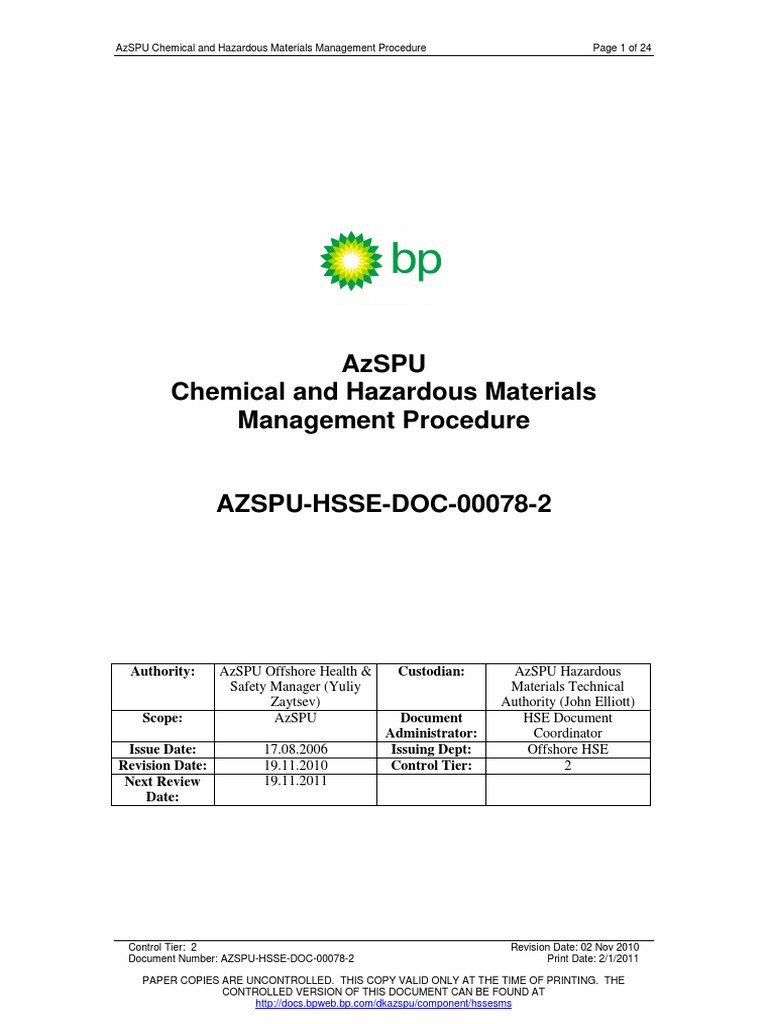 AzSPU Chemical Hazard Management Guide | PDF | Dangerous Goods | Risk Assessment