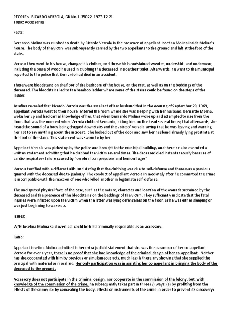 580 People vs. Verzola, G.R. No. L-35022 | PDF | Common Law | Crimes