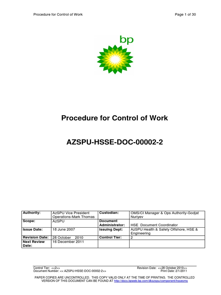 Control of Work Procedure Guide | PDF | Risk | Risk Assessment