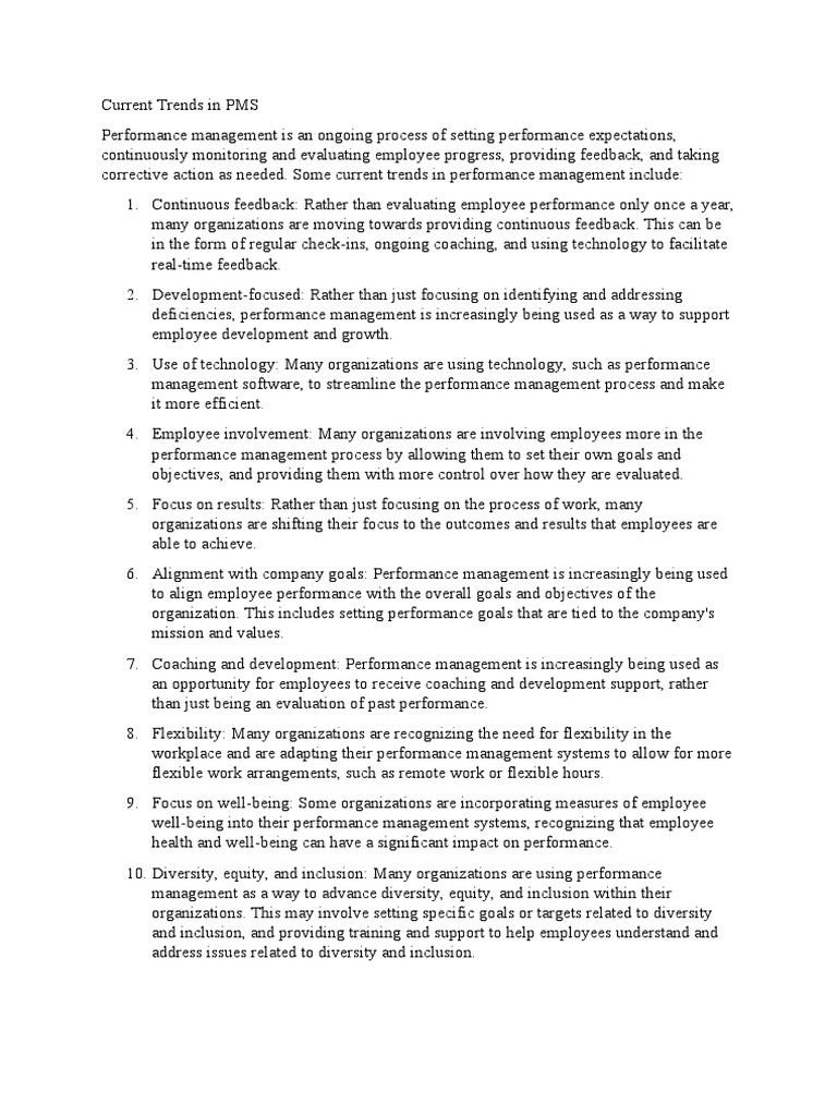 Current Trends in PMS | PDF | Performance Management | Goal