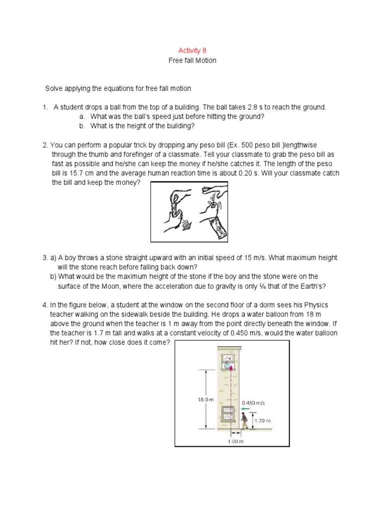 Activity 8 FREE FALL Motion | PDF