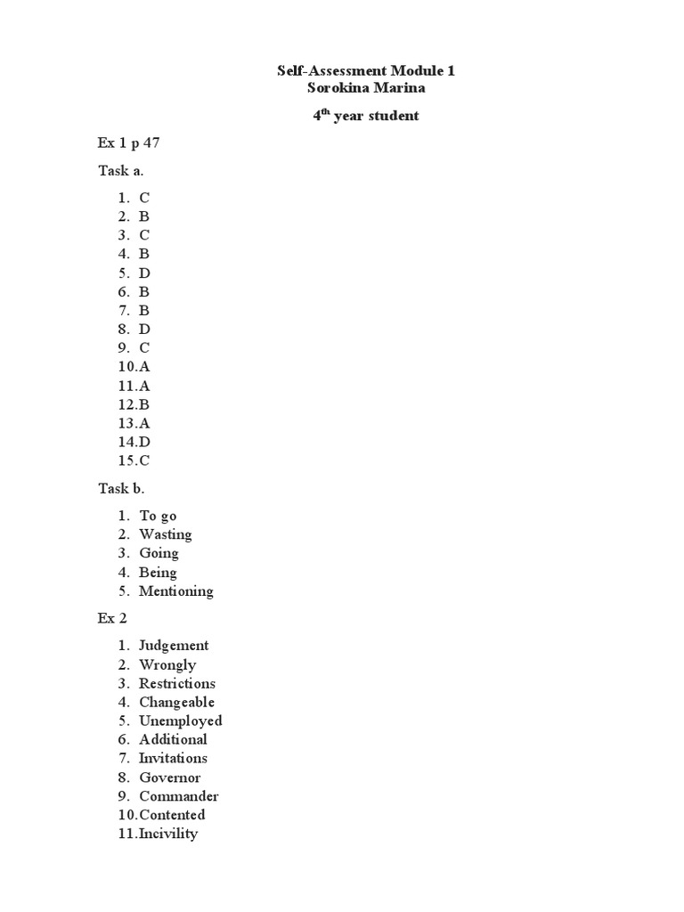 Self-Assessment Module 1 Answers | PDF