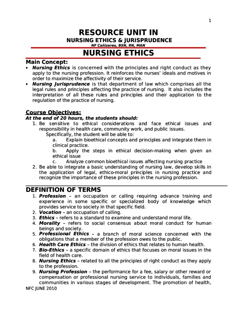 Nursing Ethics and Jurisprudence 1 | PDF | Defamation | Nursing