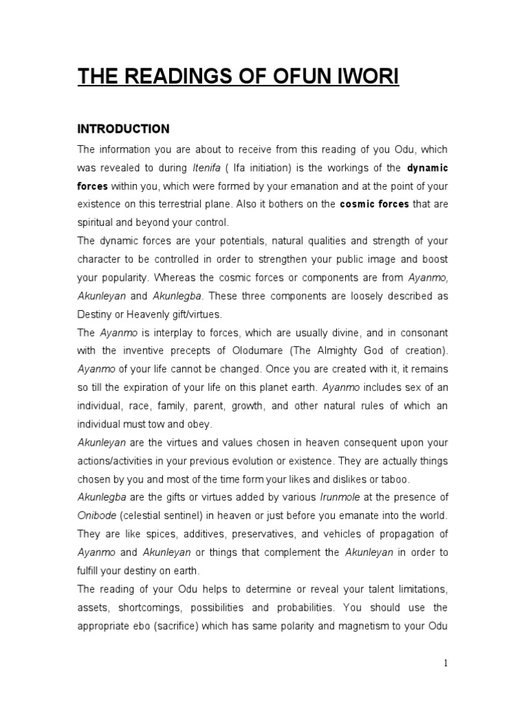 Ofun Iwori | PDF | Language Arts & Discipline | Self-Improvement