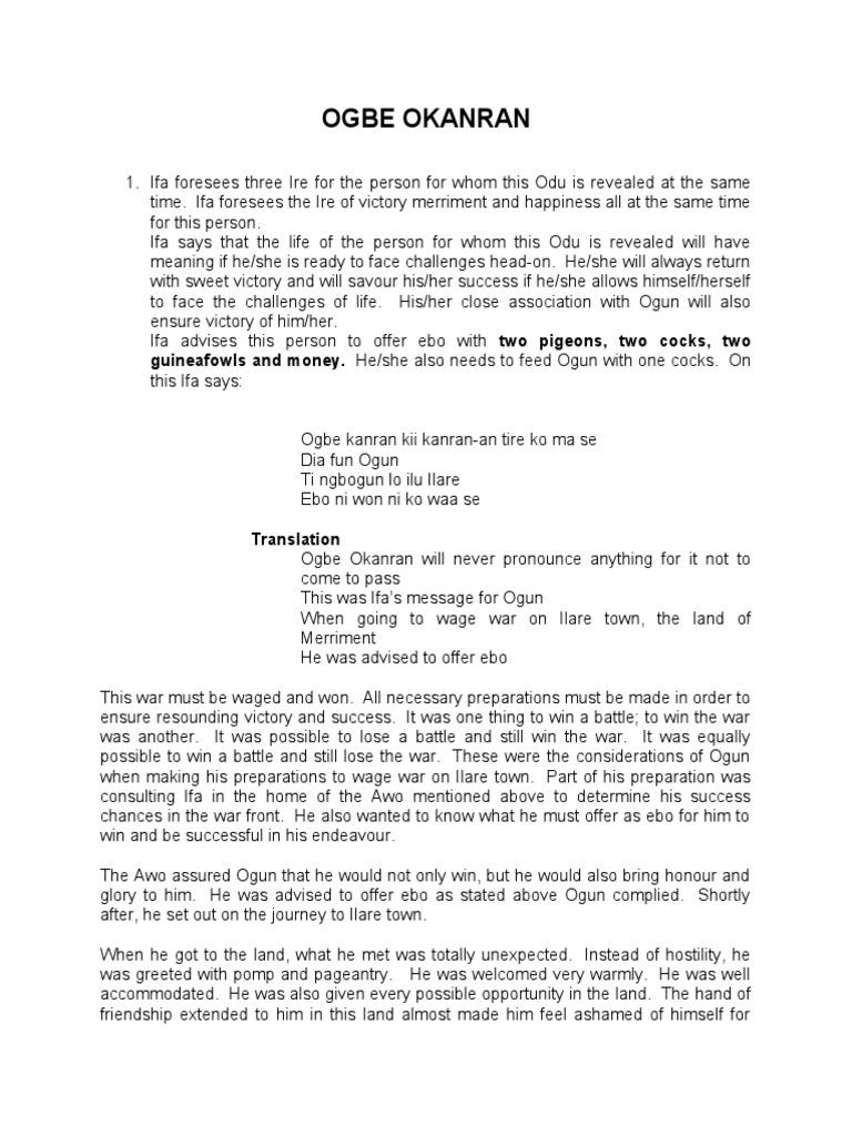 Ogbe Okanran 2 | PDF