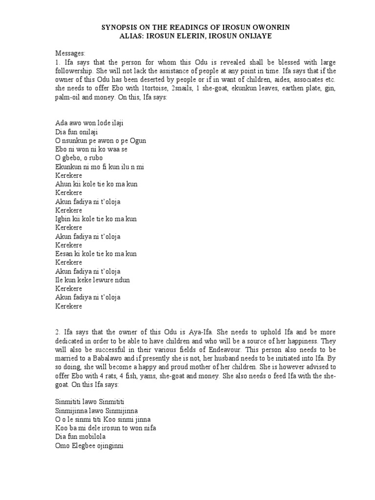 Irosun Owonrin | PDF | Religious Faiths | Ethnic Religion