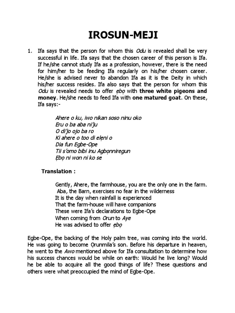 Irosun Meji-1 | PDF