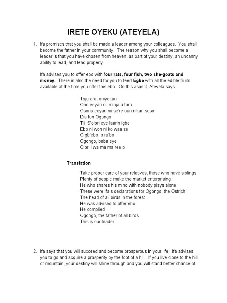 Irete Oyeku Ateyelaa | PDF