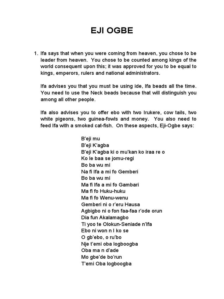 Ifa Divination: Eji Ogbe Insights | PDF | Language Arts & Discipline