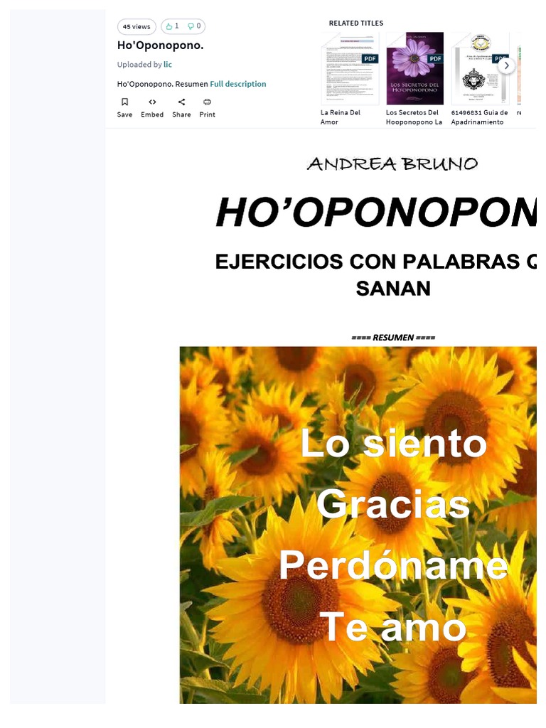 Pdf-Hox27oponopono Compress | PDF | Amor | Temor