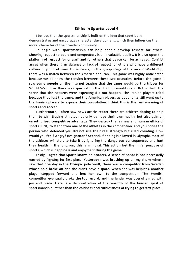 Ethics and Sportsmanship in Competition | PDF | Sports | Happiness