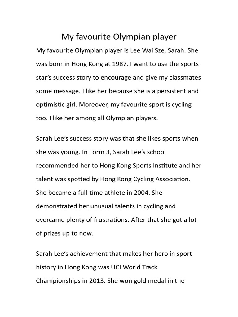 My Favourite Olympian Player | PDF