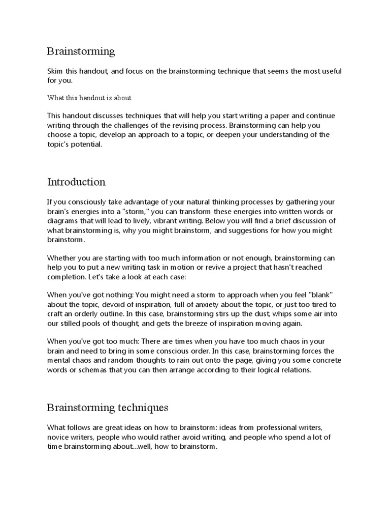 Brainstorming Pdf Brainstorming Thought