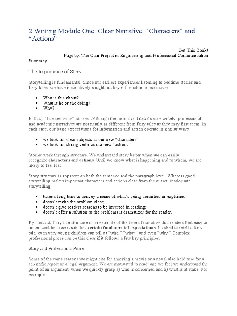 Characters" and "Actions" | PDF | Narrative | Subject (Grammar)