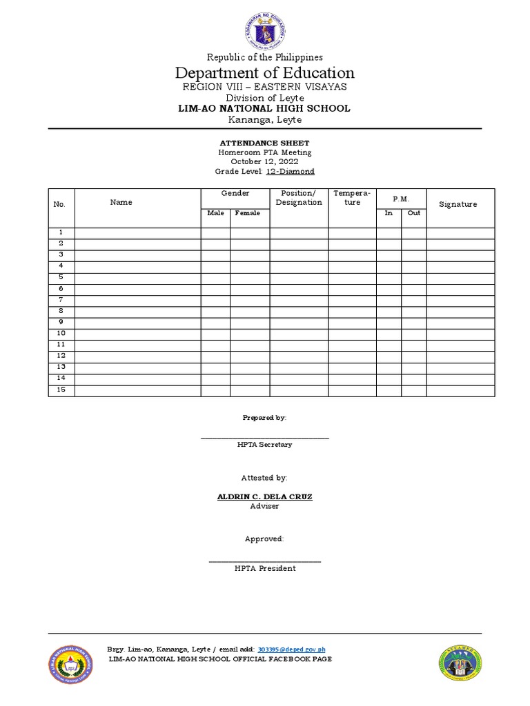 School Event Attendance Records | PDF