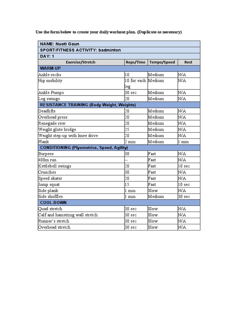 Practice Workout | PDF