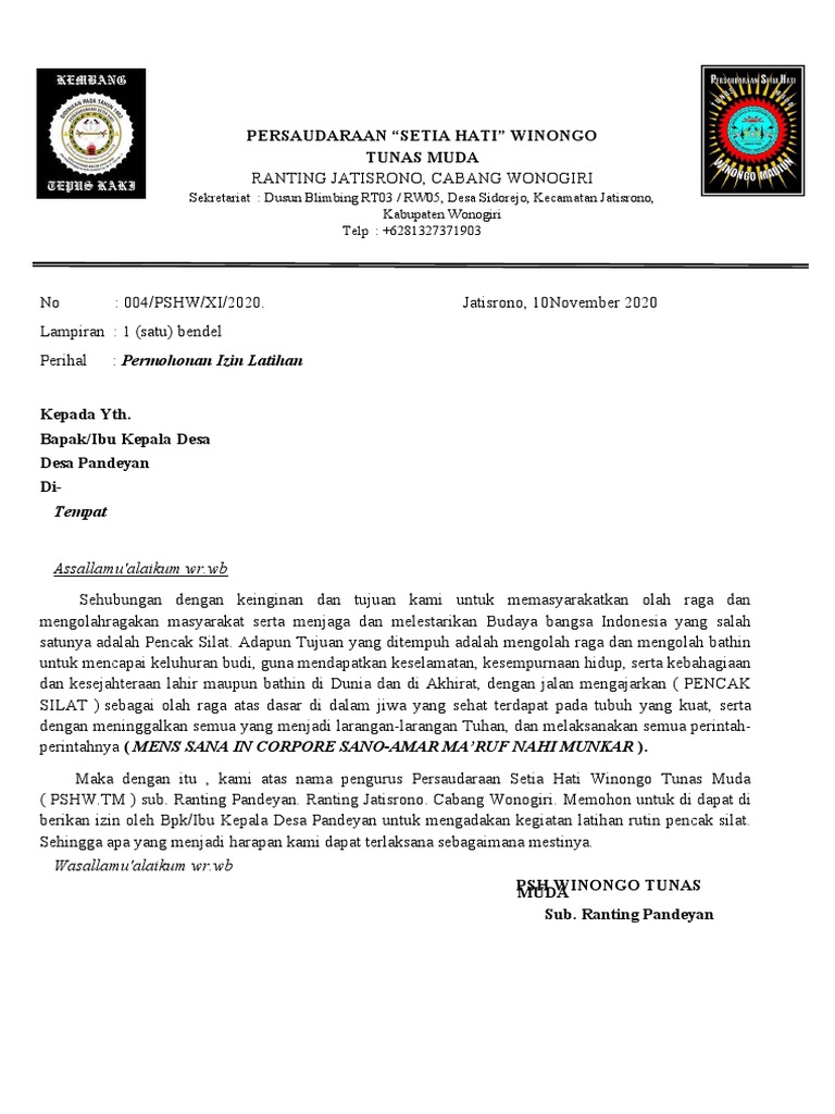 surat ijin latihan | PDF