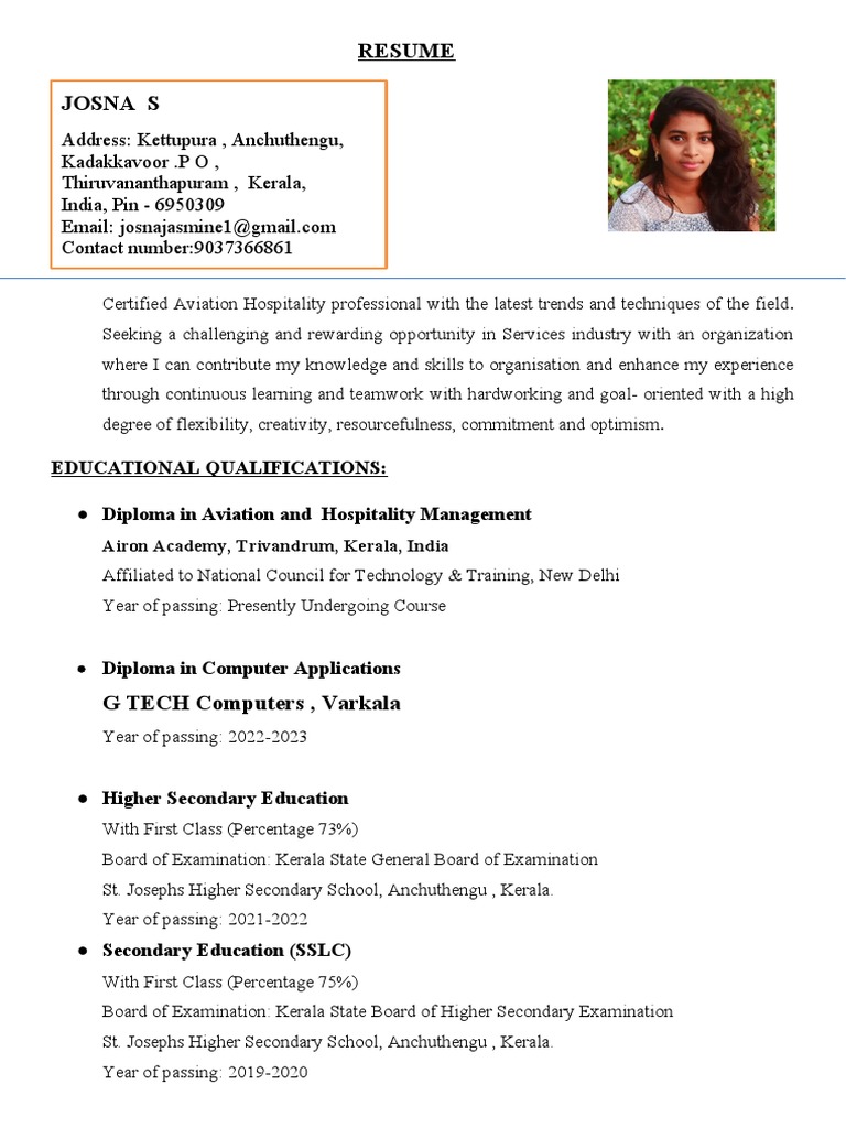 Josna CV Jan 2023 | PDF | Kerala | Cognition