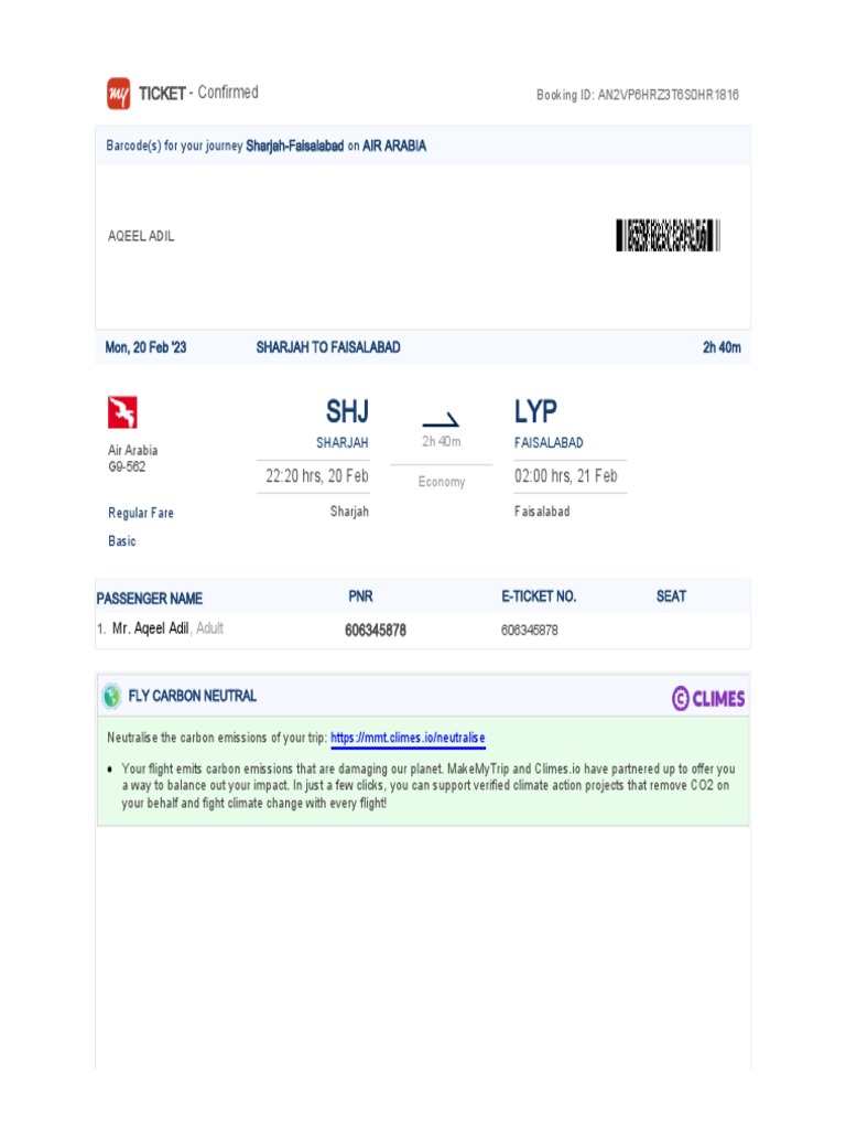 AN2VP6HRZ3T6S0HR1816 ETicket | PDF | Transport | Aviation