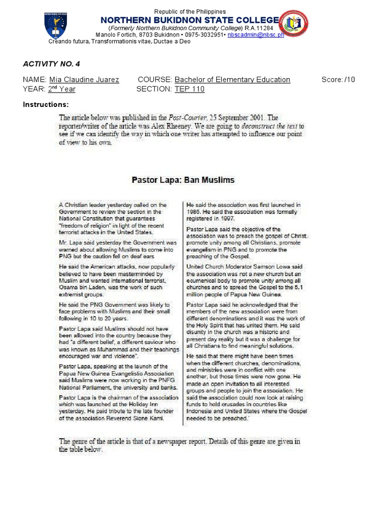 Activity 4 Juarez | PDF | Linguistics