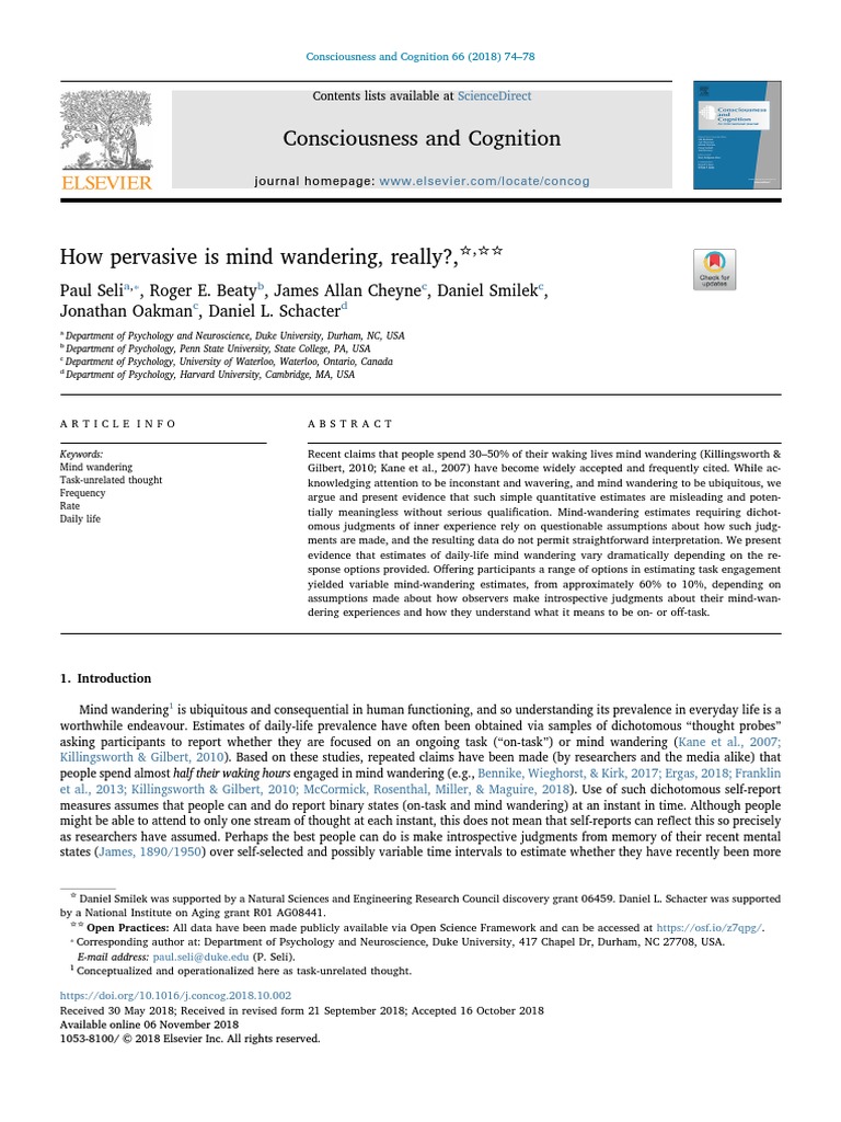 How Pervasive Is Mind Wandering, Really? | PDF | Mind Wandering | Psychology