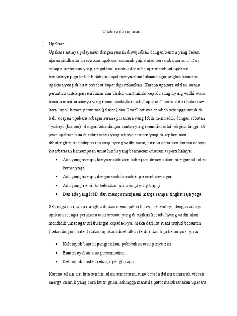 Upakara Dan Upacara | PDF