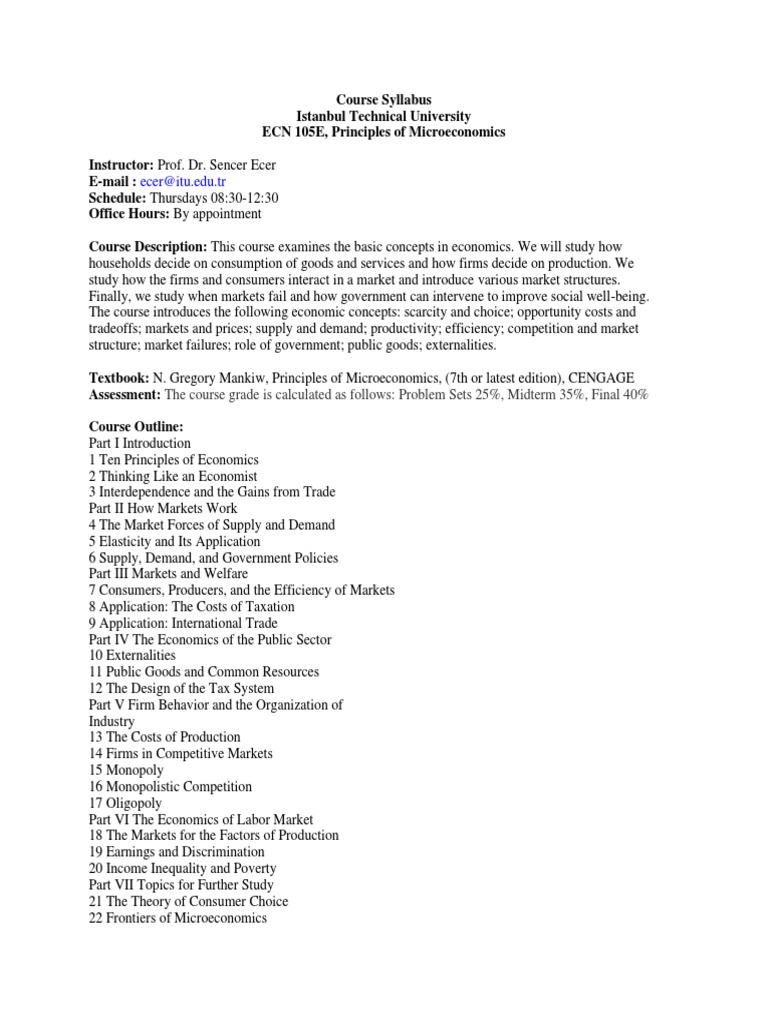 2022 Fall ECN 105E - Syllabus | PDF