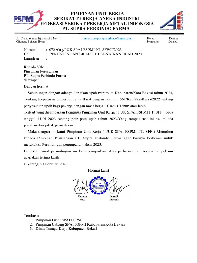 Surat Perundingan 1 21-02-2023 | PDF