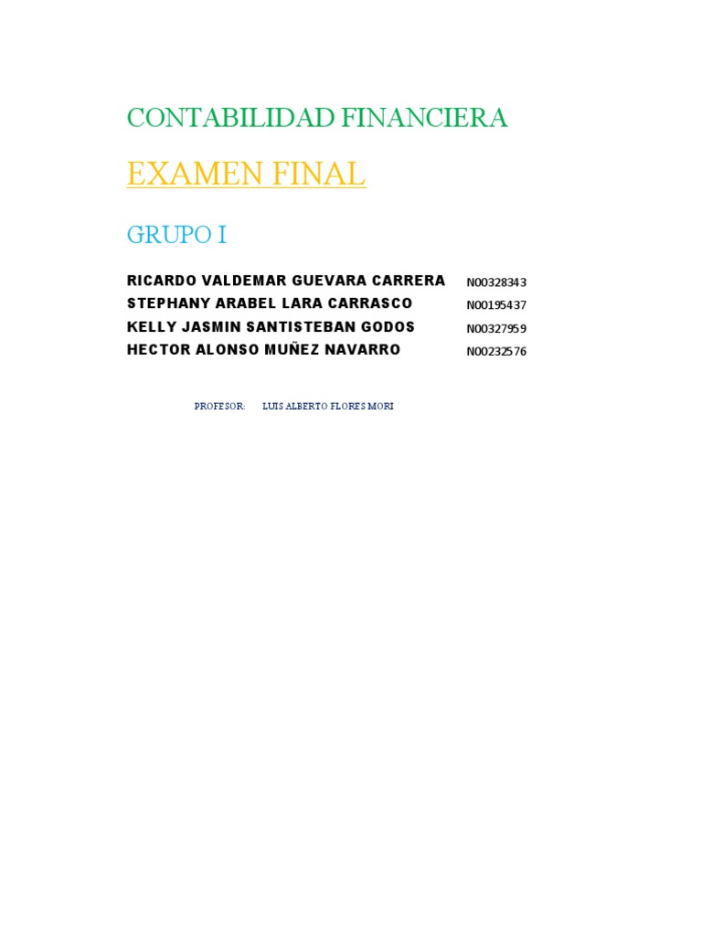 Examen Final Conta 21 | PDF | Servicios financieros | Negocios económicos