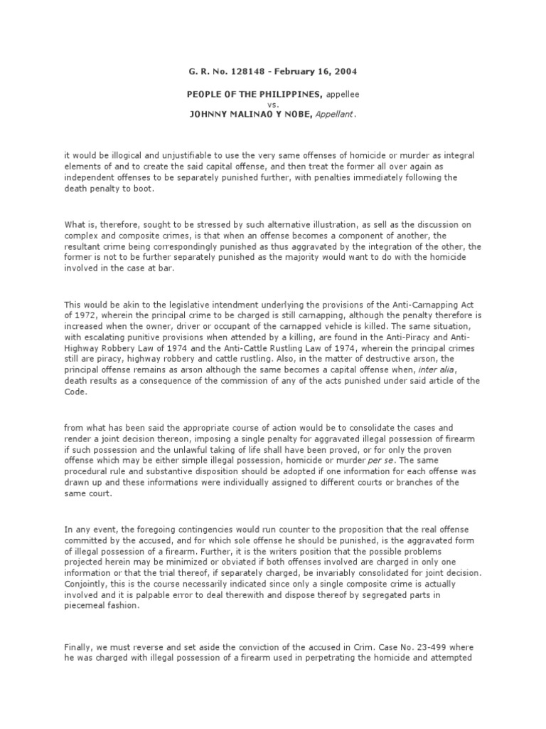 Consolidation of Homicide and Firearm Offenses | PDF | Murder | Crime ...