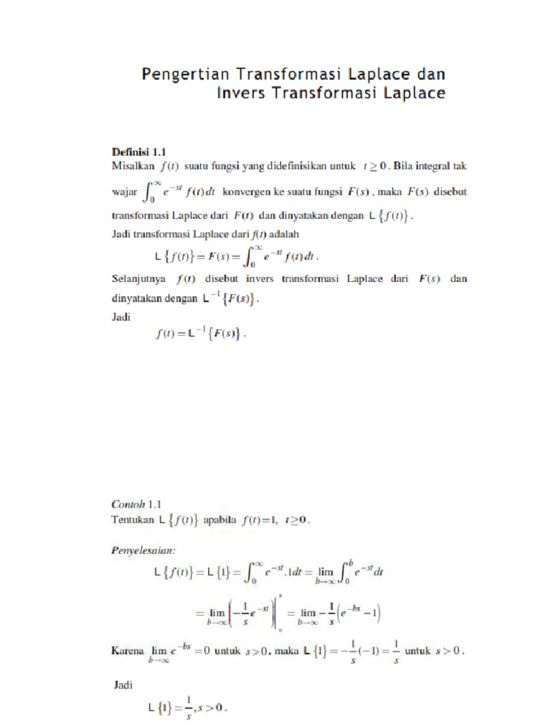 Bahan Ajar Transformasi Laplace | PDF