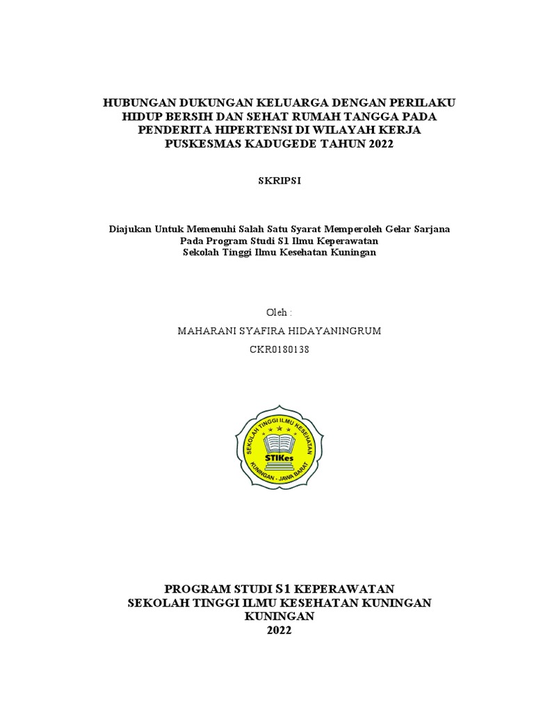 Hubungan Dukungan Keluarga Dengan Perilaku Hidup Bersih Dan Sehat Rumah Tangga Pada Penderita ...