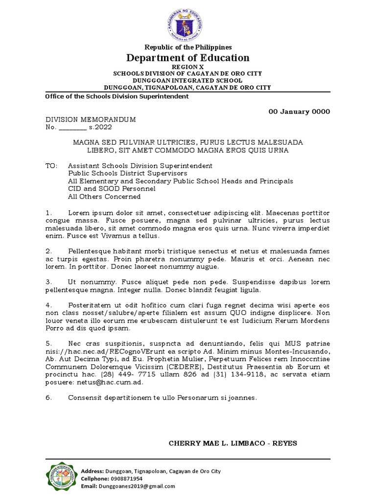 Div Memo - Cdo | PDF