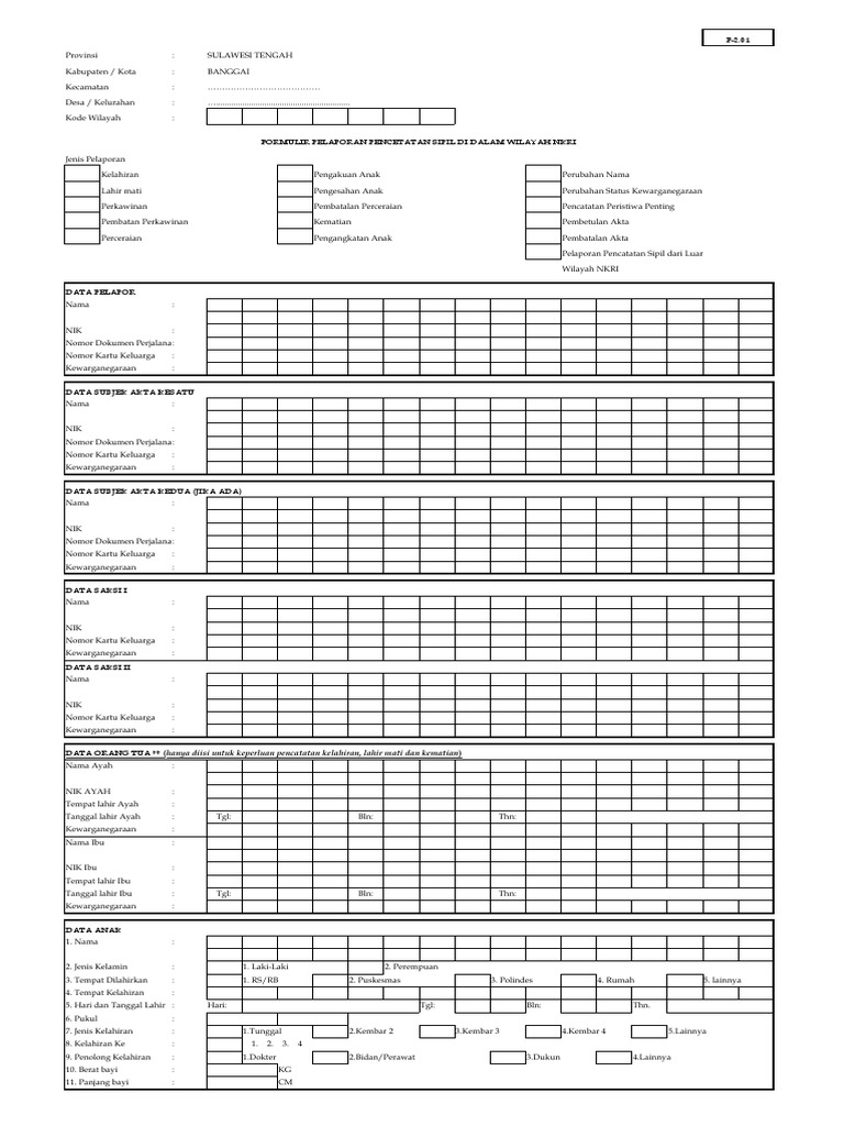 FORMULIR PENCATATAN SIPIL 2022 Baru | PDF