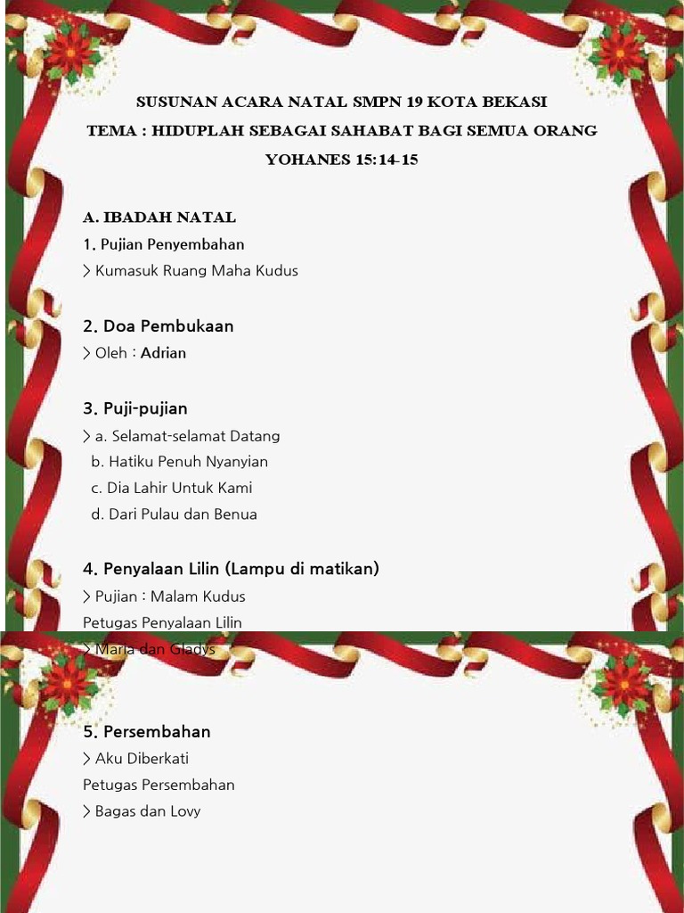 Susunan Acara Natal Sekolah | PDF
