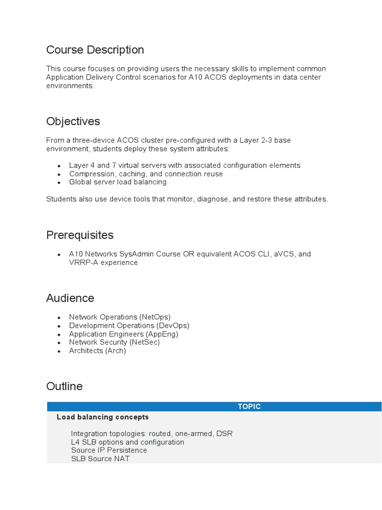 A10 Appliction Delivery Control 4 | PDF | Business | Technology & Engineering