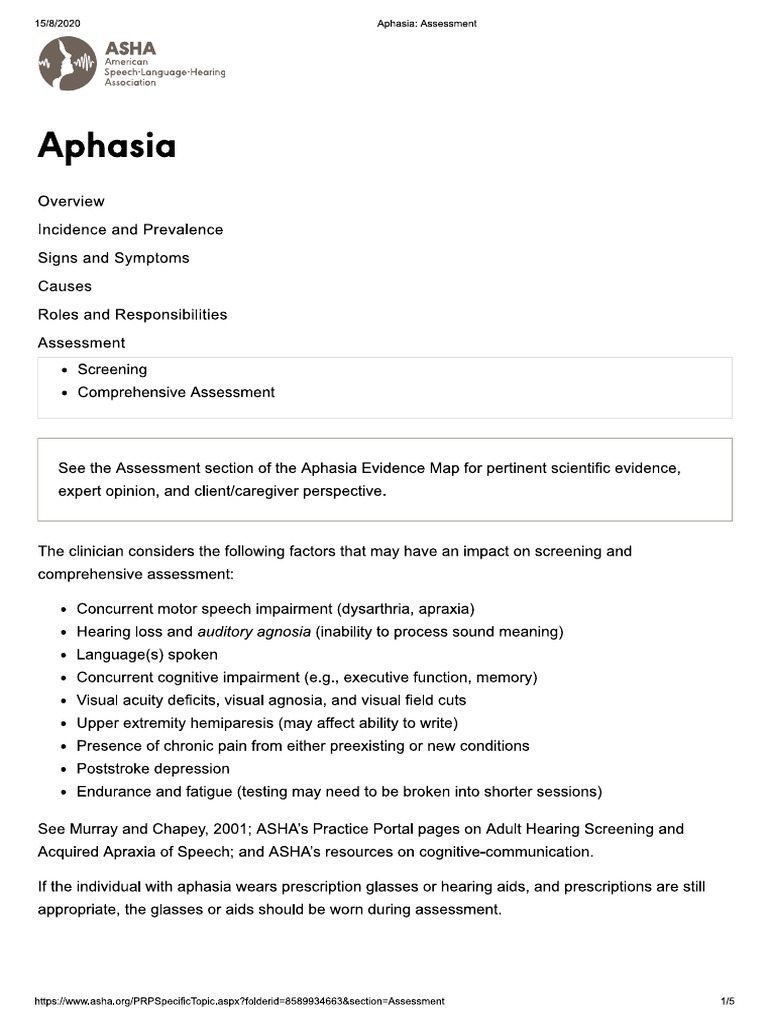 Afasia Assessment | PDF