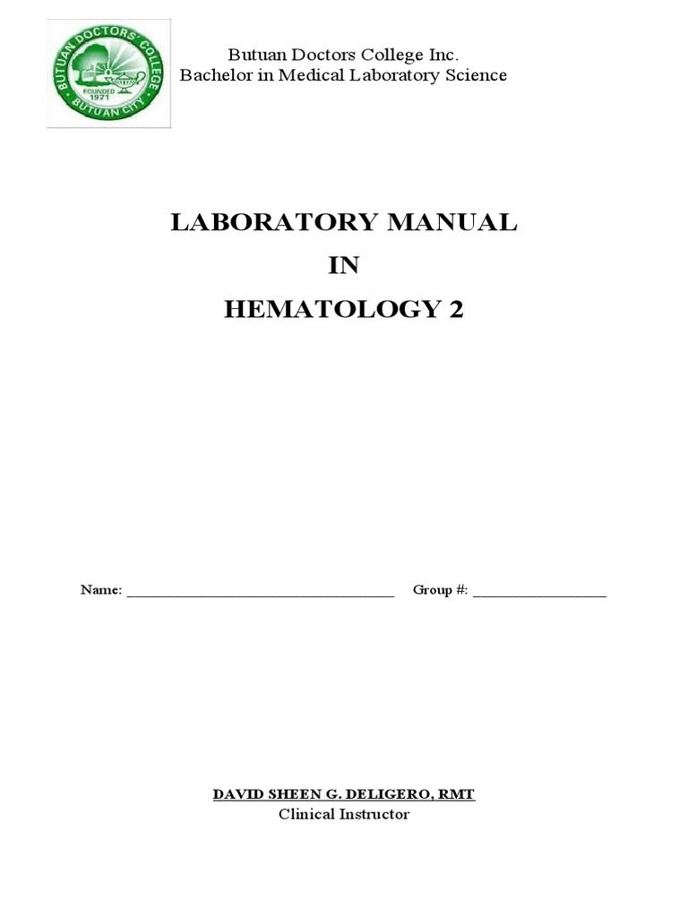 Lab Manual Hema 2 | PDF | Coagulation | Microscope