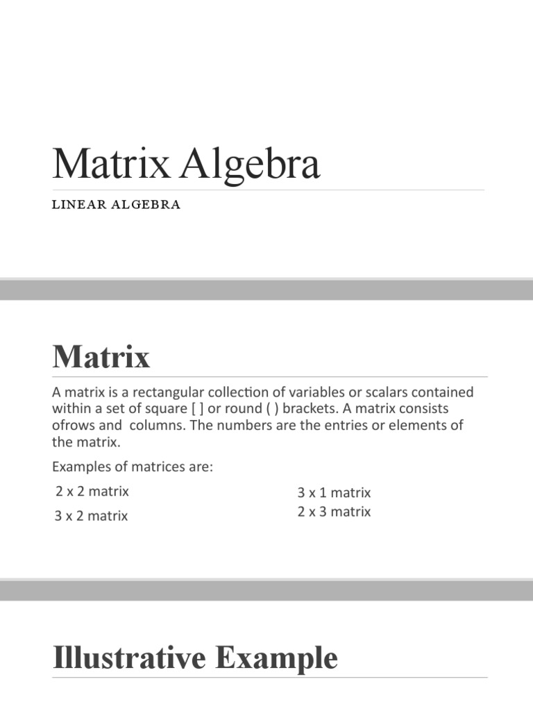 Matrix Algebra | PDF | Matrix (Mathematics) | Mathematical Physics