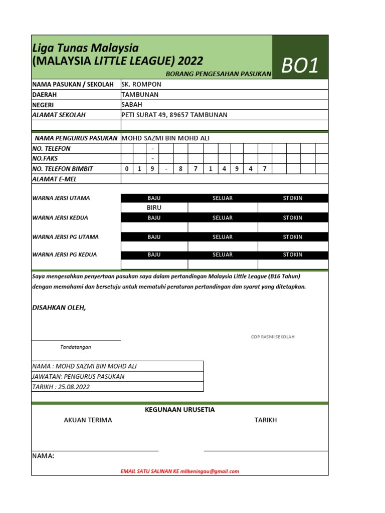 Mill - Borang Daftar Bo1 Bo2 Bo3 Dan Bo4 | PDF