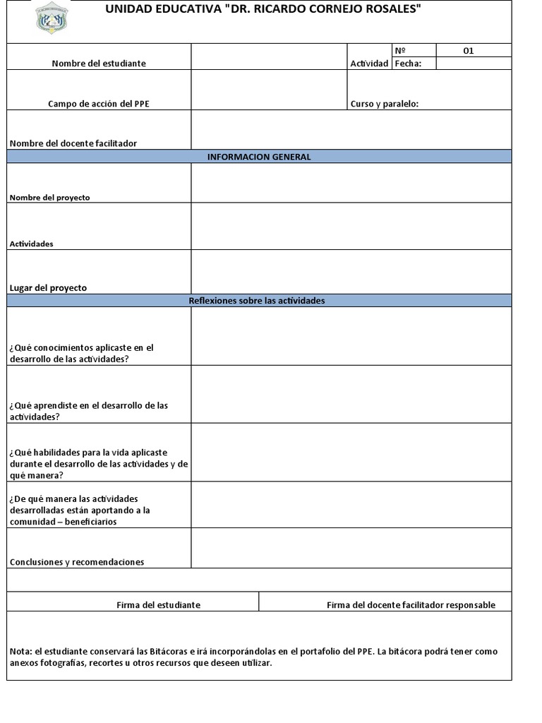 Formato de Bitacoras | Descargar gratis PDF | Aprendizaje | Enseñando