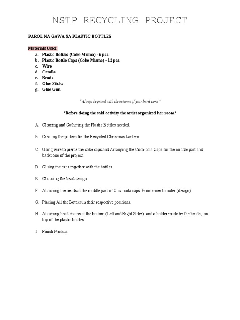 NSTP Project | PDF | Secondary Sector Of The Economy | Materials