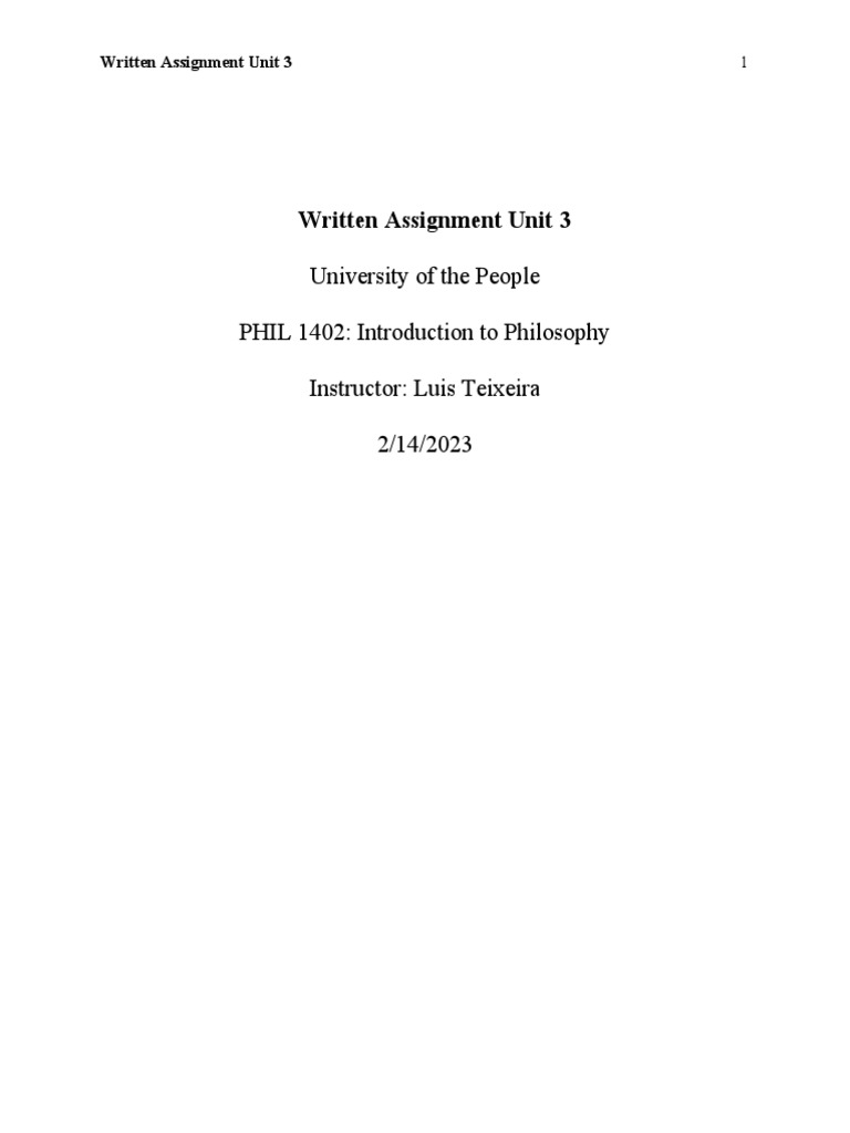 PHIL 1402 - Written Assign 3 | PDF | God | Reason