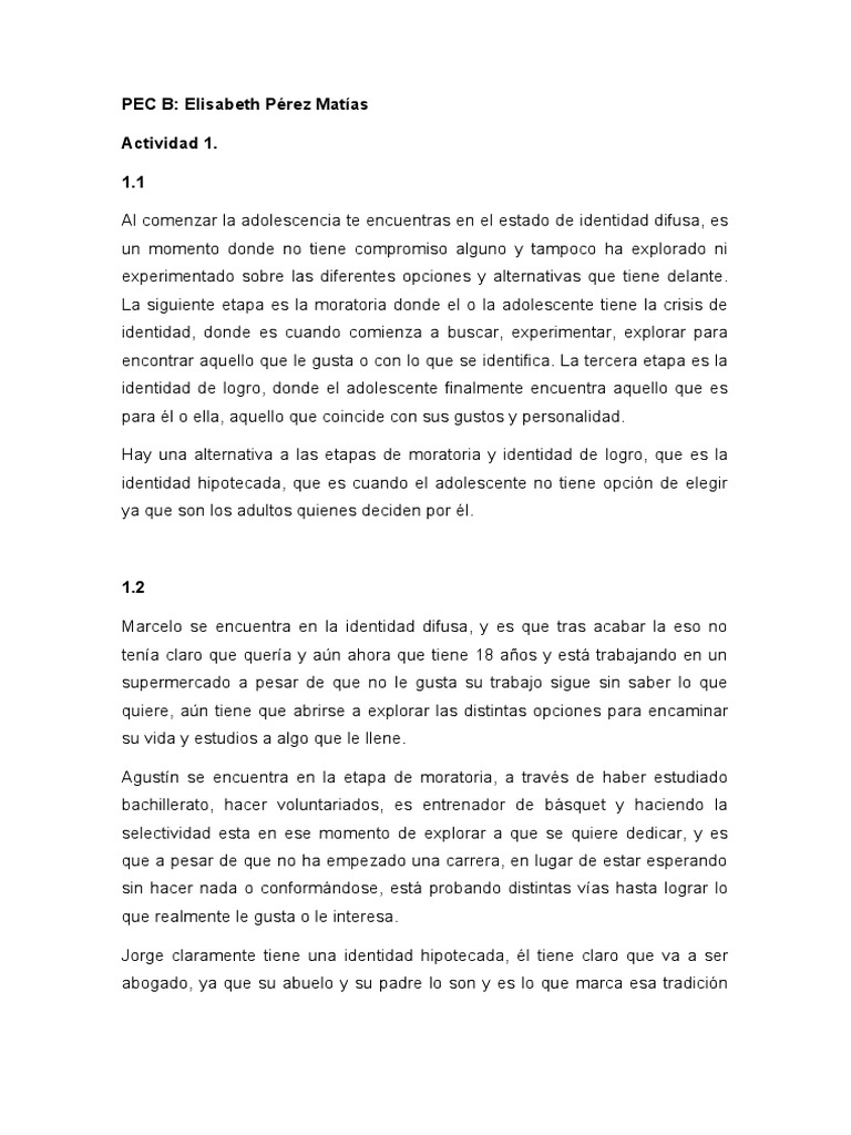 Pec B | PDF | Adolescencia | Pensamiento